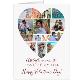 Heart Photo Collage Valentines Day Custom Text Card | Zazzle