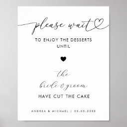 Heart Please Wait for Desserts Cake Wedding Sign | Zazzle