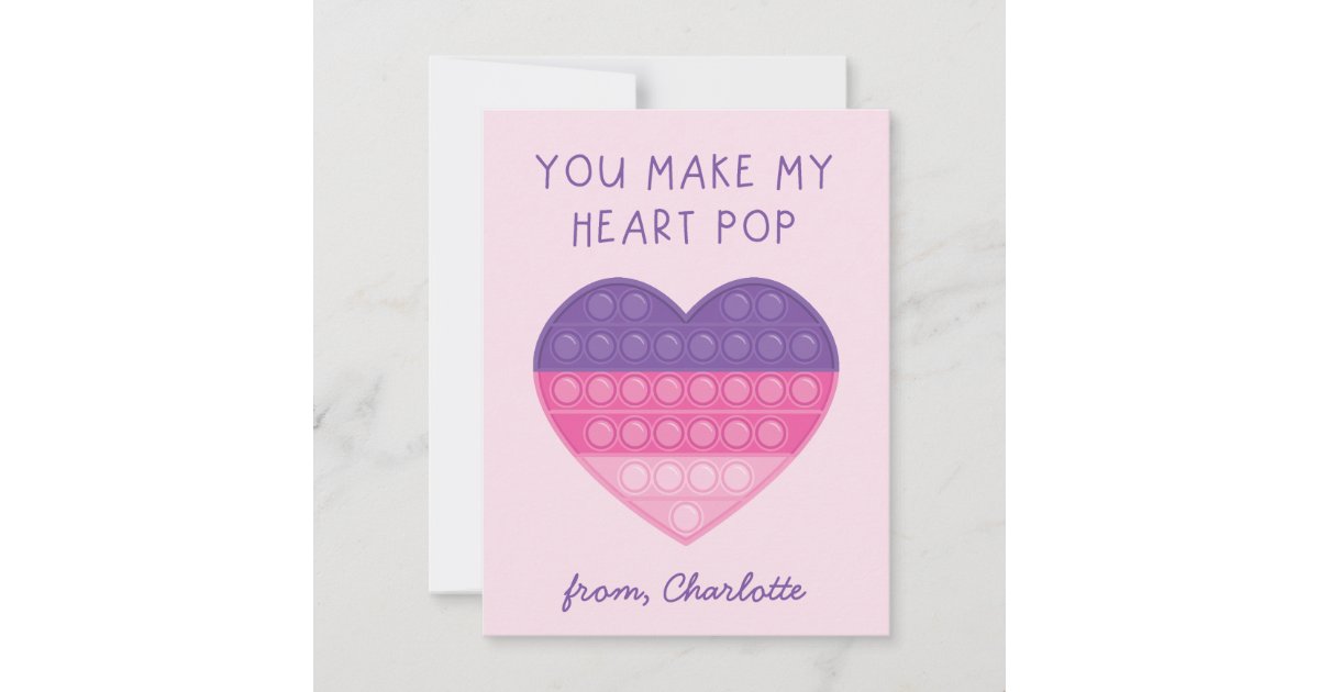 Heart Pop fidget valentine card | Zazzle