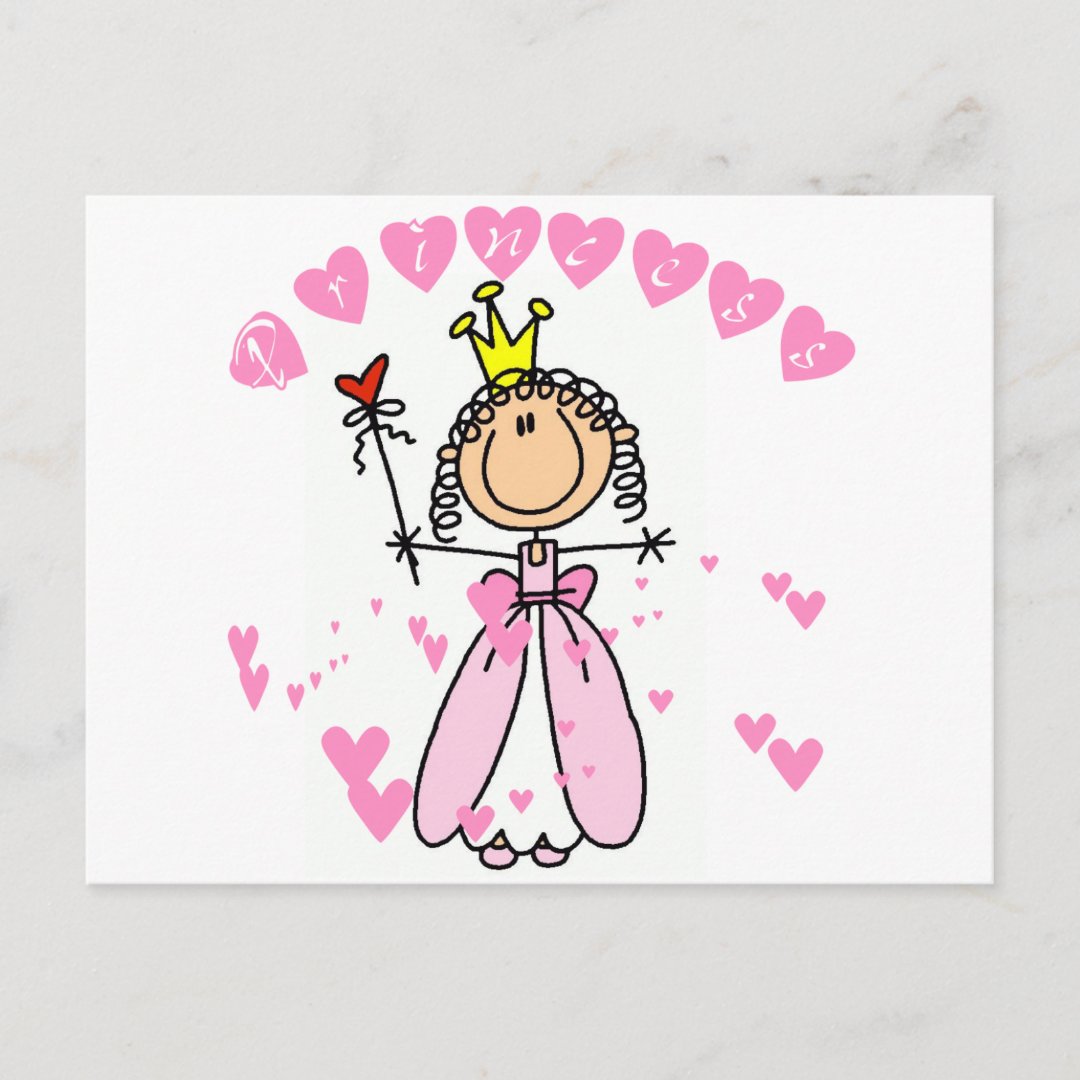 Heart Princess Stick Figure Tshirts and Gifts Postcard | Zazzle