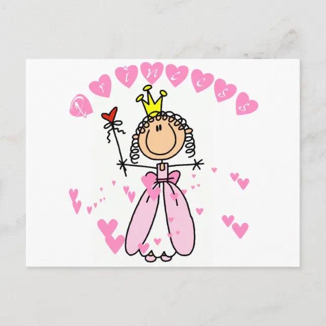 Heart Princess Stick Figure Tshirts and Gifts Postcard | Zazzle
