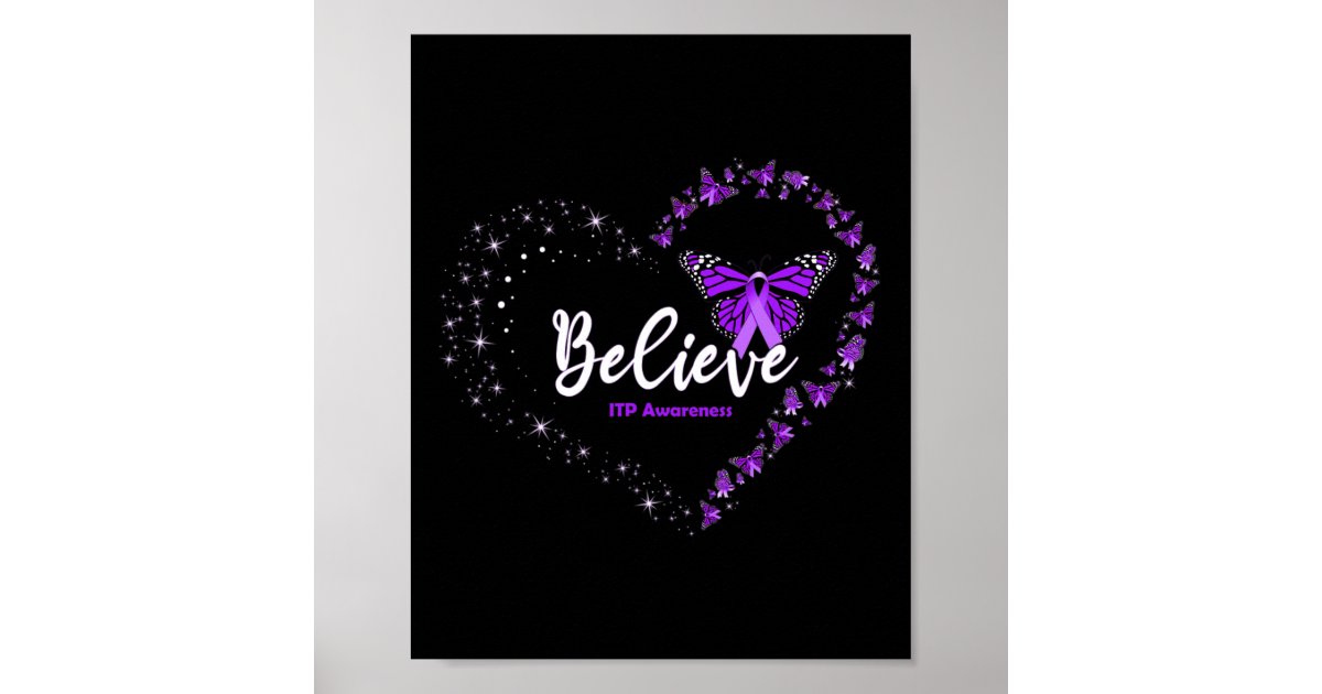 Heart Purple Ribbon Itp Awareness Poster | Zazzle