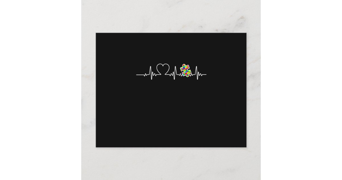 Heart Puzzle Piece Heartbeat Cool Autism Awareness Announcement ...