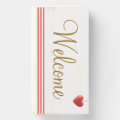Heart & Red Stripes Welcome Wooden Box Sign | Zazzle