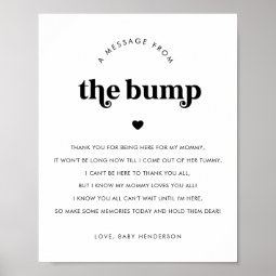 Heart Retro Script Message from the Bump 8x10 Sign | Zazzle