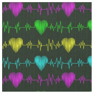 Jesus in my heart Rhythm cardiogram Medical doctor Fabric | Zazzle