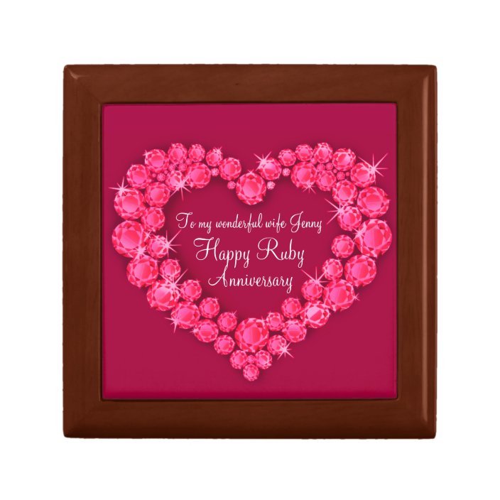 Heart ruby wedding anniversary wife gift box | Zazzle.com