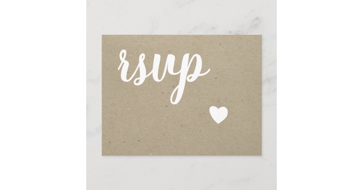 Heart rustic wedding RSVP postcards | Zazzle