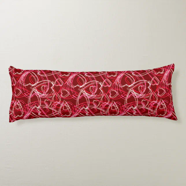 Heart Scribbles Ruby Red Body Pillow | Zazzle
