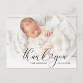 heart script birth announcement thank you card | Zazzle