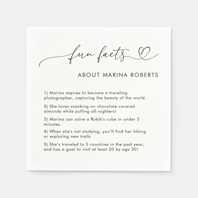 Heart Script Photo Graduate Graduation Fun Facts Napkins | Zazzle