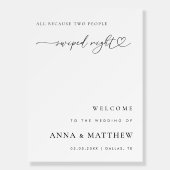 Heart Script Swipe Right Wedding Welcome Sign | Zazzle