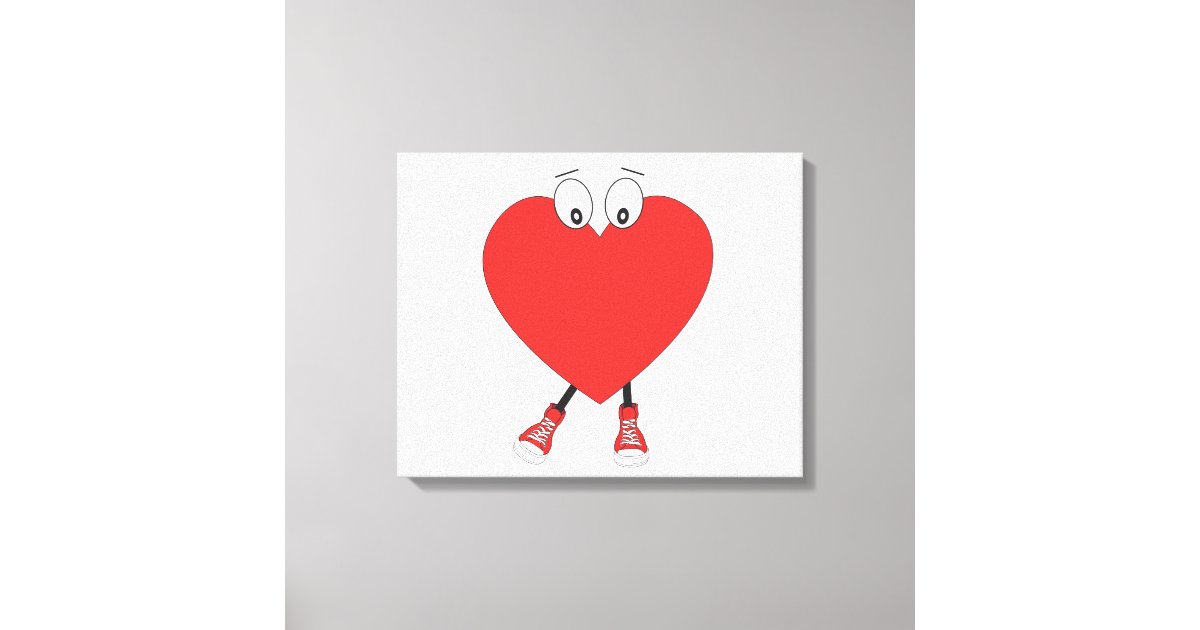 Heart Shape Red Cute Love Character Design Canvas Print | Zazzle