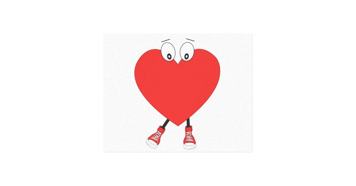 Heart Shape Red Cute Love Character Design Canvas Print | Zazzle