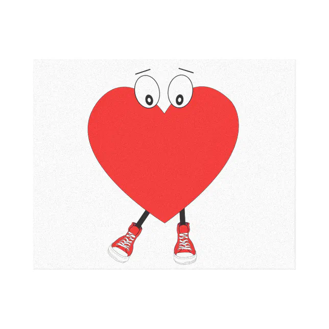 Heart Shape Red Cute Love Character Design Canvas Print | Zazzle