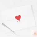 Heart Shape Red Cute Love Character Design Classic Round Sticker | Zazzle