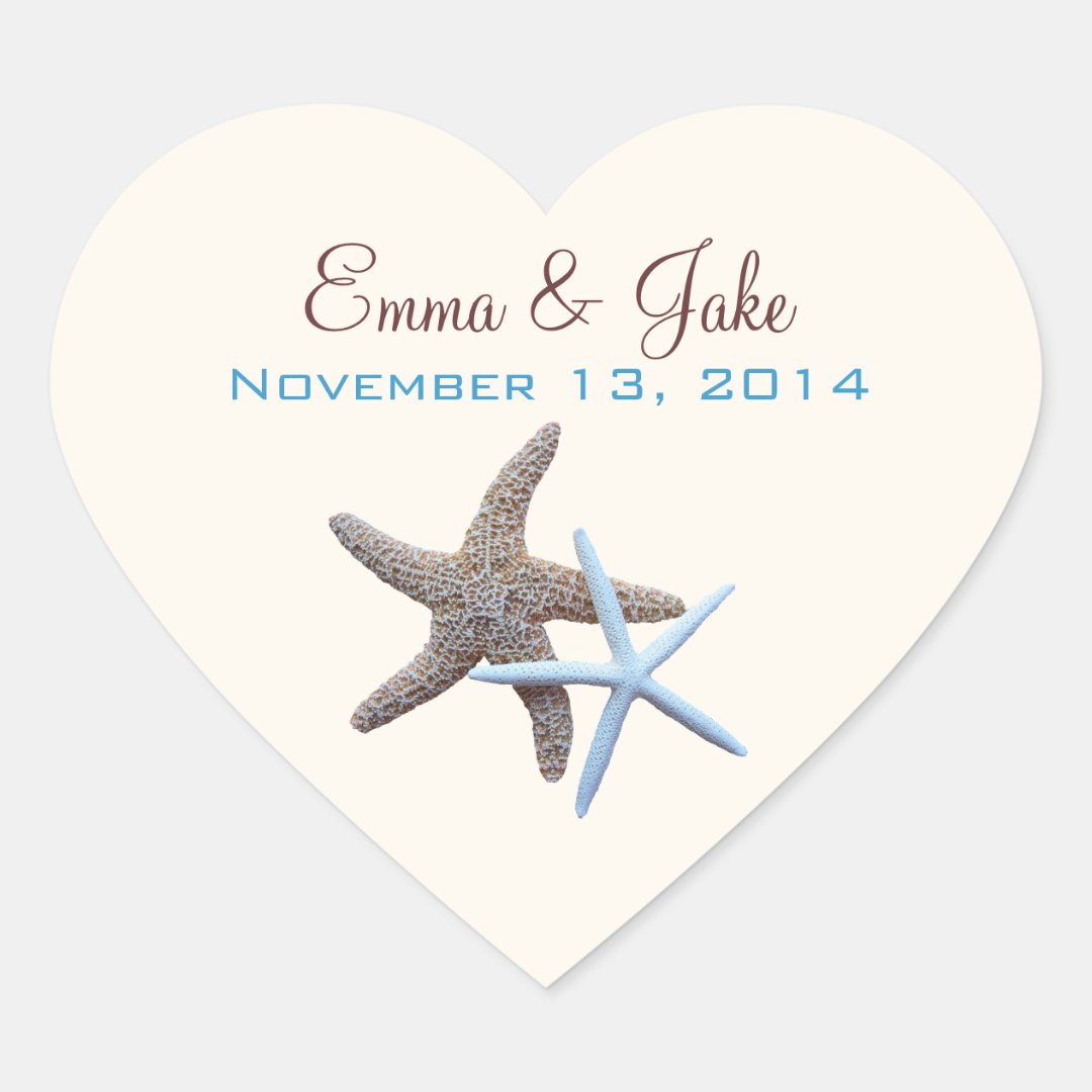 Heart Shape, Starfish Wedding Sticker | Zazzle