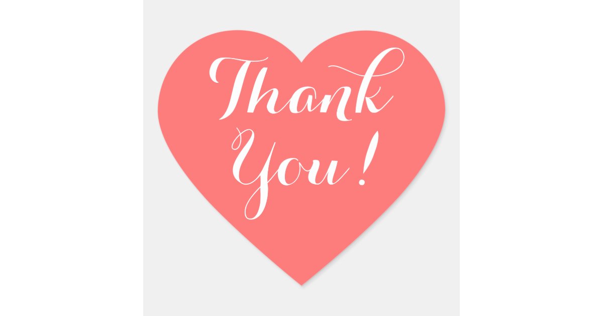 Heart shape stickers with thank you message | Zazzle.com
