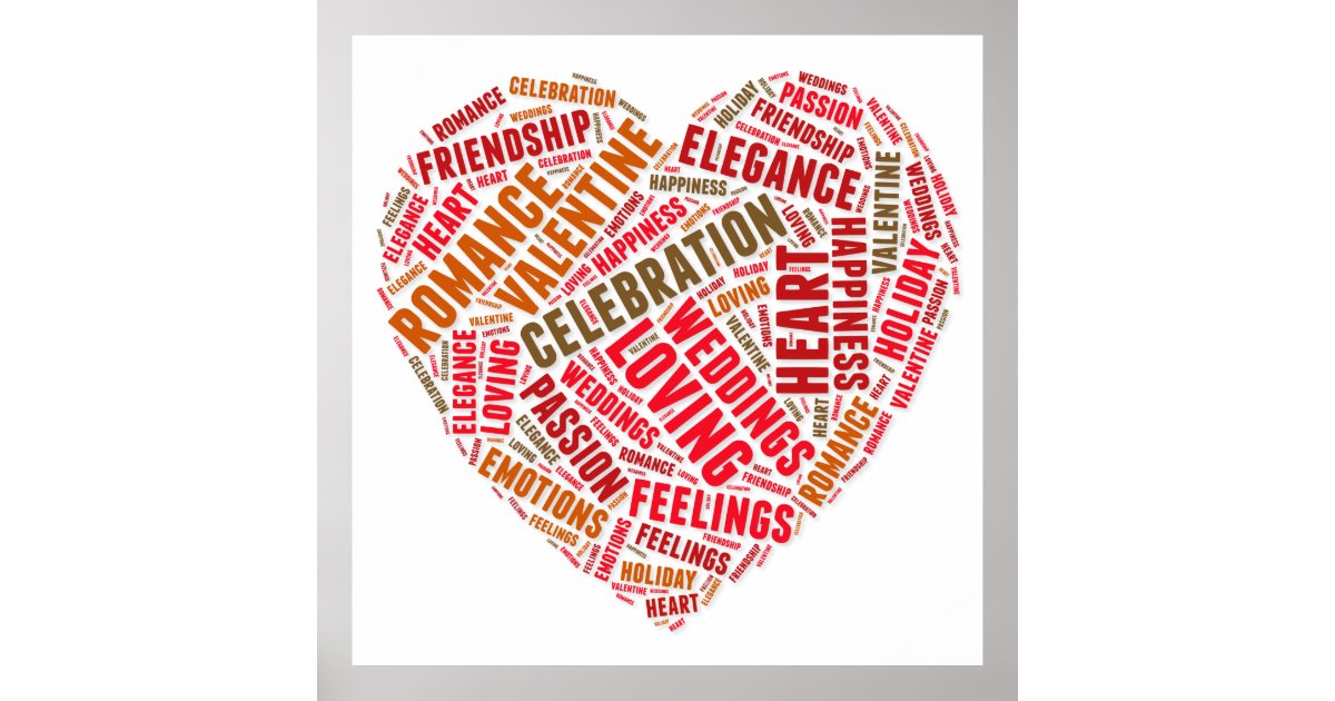 Heart shape words cloud poster | Zazzle