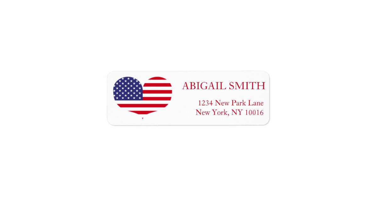 Heart Shaped American Flag Return Address Labels | Zazzle