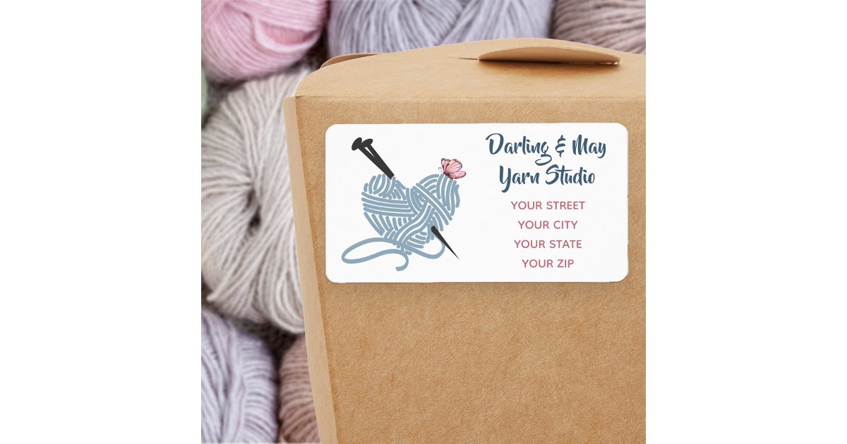 Heart Shaped Ball of Yarn - Personalized Address Label | Zazzle