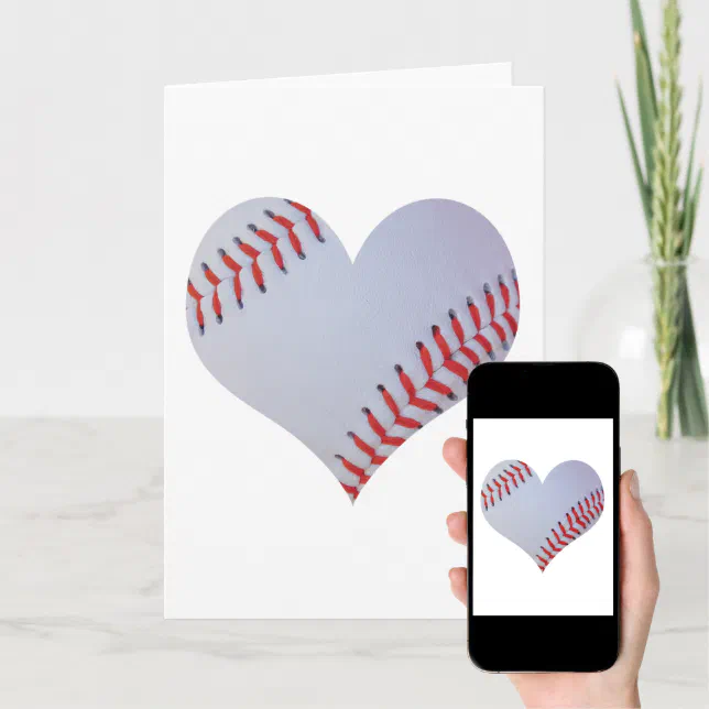 heart shaped baseball greeting card | Zazzle