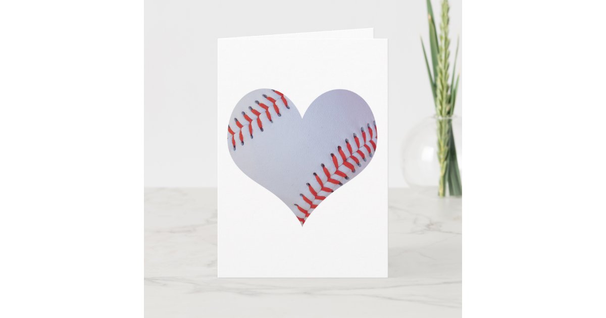 heart shaped baseball greeting card | Zazzle