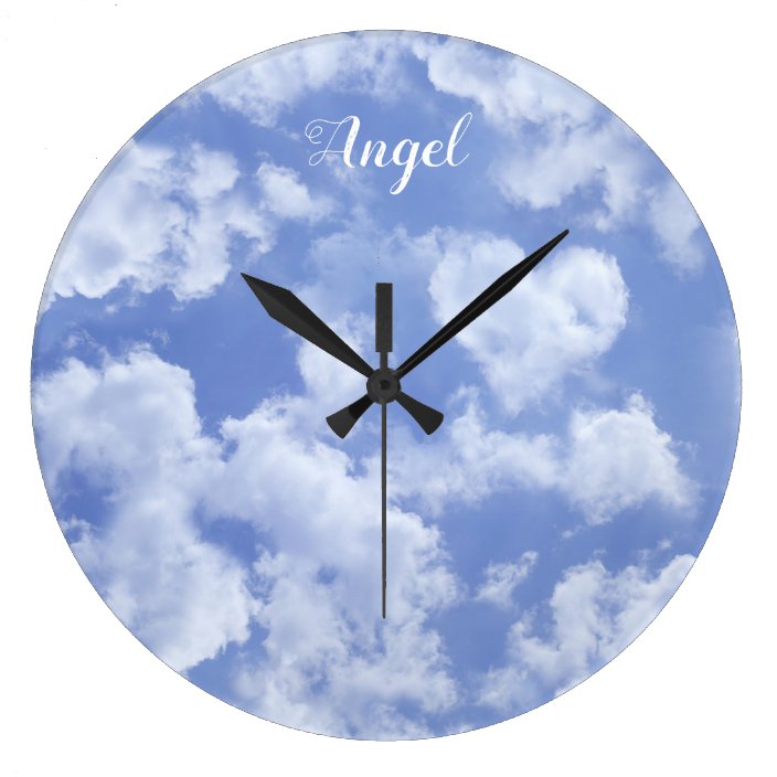 Heart Shaped Cloud Lovely Blue Template Elegant Large Clock | Zazzle.com