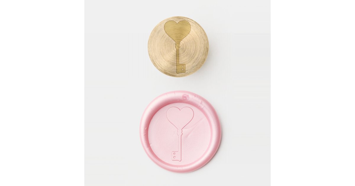 Heart-shaped key wax seal stamp | Zazzle