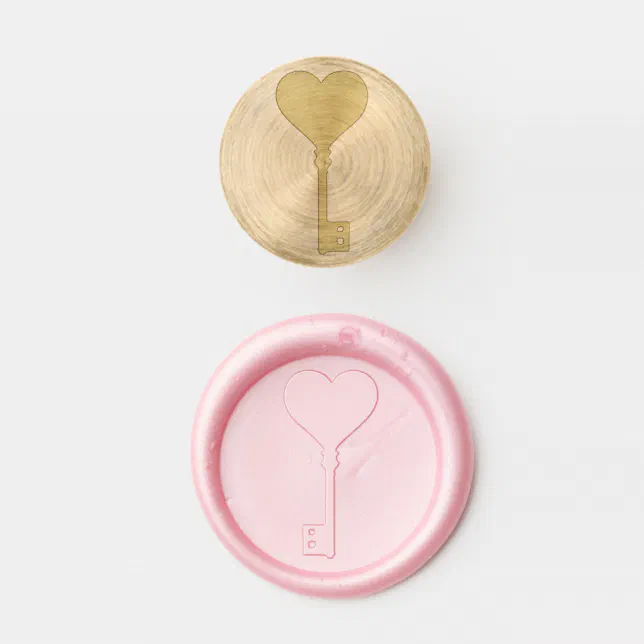 Heart-shaped key wax seal stamp | Zazzle