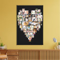 Heart Shaped Photo Collage 51 Pictures Black Canvas Print | Zazzle