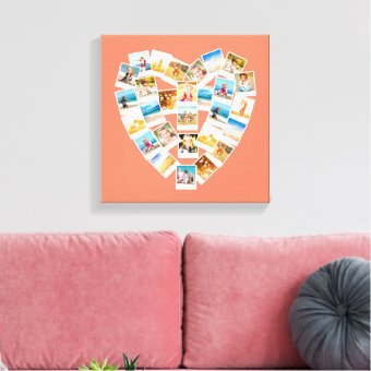 Heart Shaped Photo Collage Family Photos Canvas Print | Zazzle