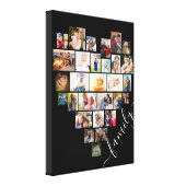 Heart Shaped Photo Collage Family Script Canvas Print | Zazzle
