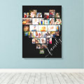 Heart Shaped Photo Collage Family Script Canvas Print | Zazzle