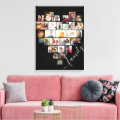 Heart Shaped Photo Collage Family Script Canvas Print | Zazzle