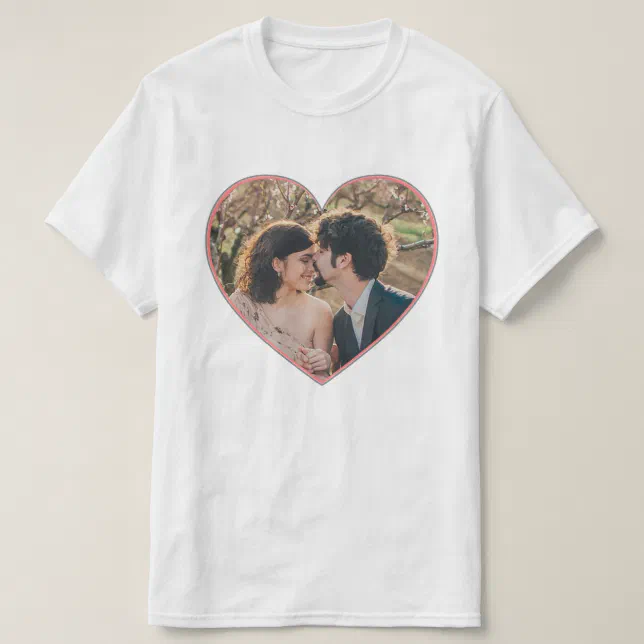 Heart Shaped Photo Valentines or Wedding Custom T-Shirt | Zazzle