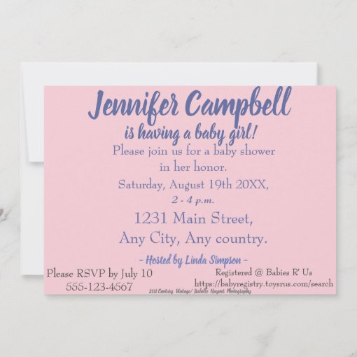 heart-shaped pink yarn baby girl shower invitation | Zazzle
