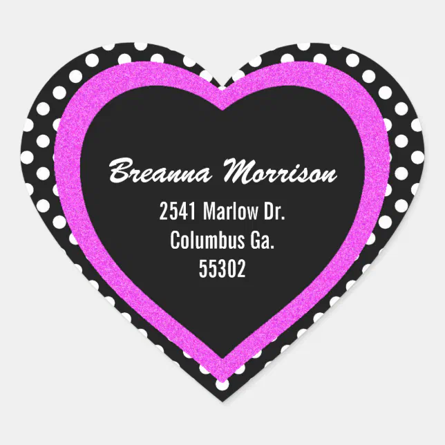 Heart Shaped Polka-dot Address Stickers | Zazzle