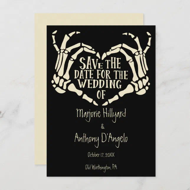 Heart Shaped Skeleton Hands Save the Date STD Invitation | Zazzle