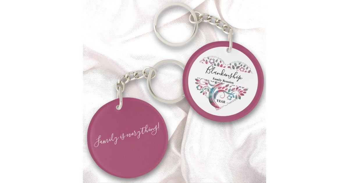 Heart Shaped Tree Family Reunion Template Keychain | Zazzle