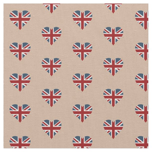 Heart Shaped Union Jack Flag Fabric | Zazzle