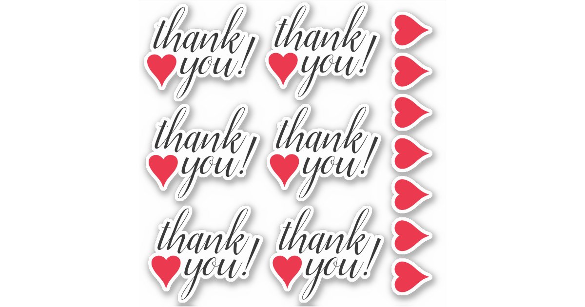 Heart Shapes & Thankful "thank you!" Stickers | Zazzle