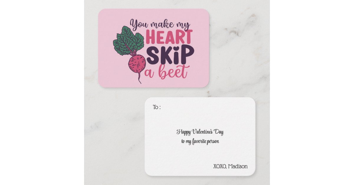 Heart Skip A Beet Funny Pun Cute Valentine's Day Note Card | Zazzle