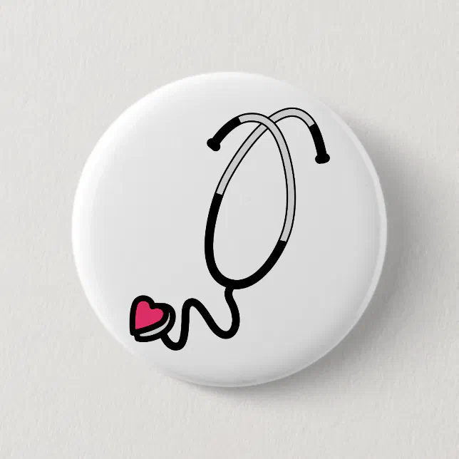 Heart Stethoscope Pinback Button | Zazzle