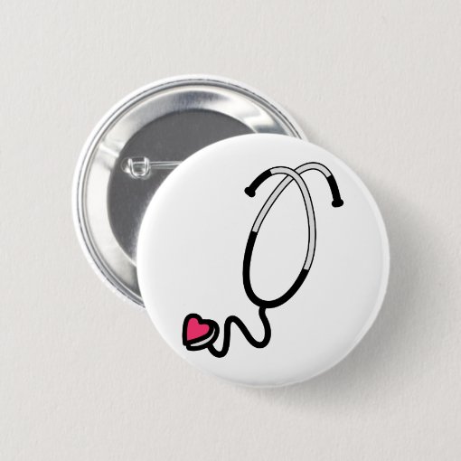 Heart Stethoscope Pinback Button | Zazzle
