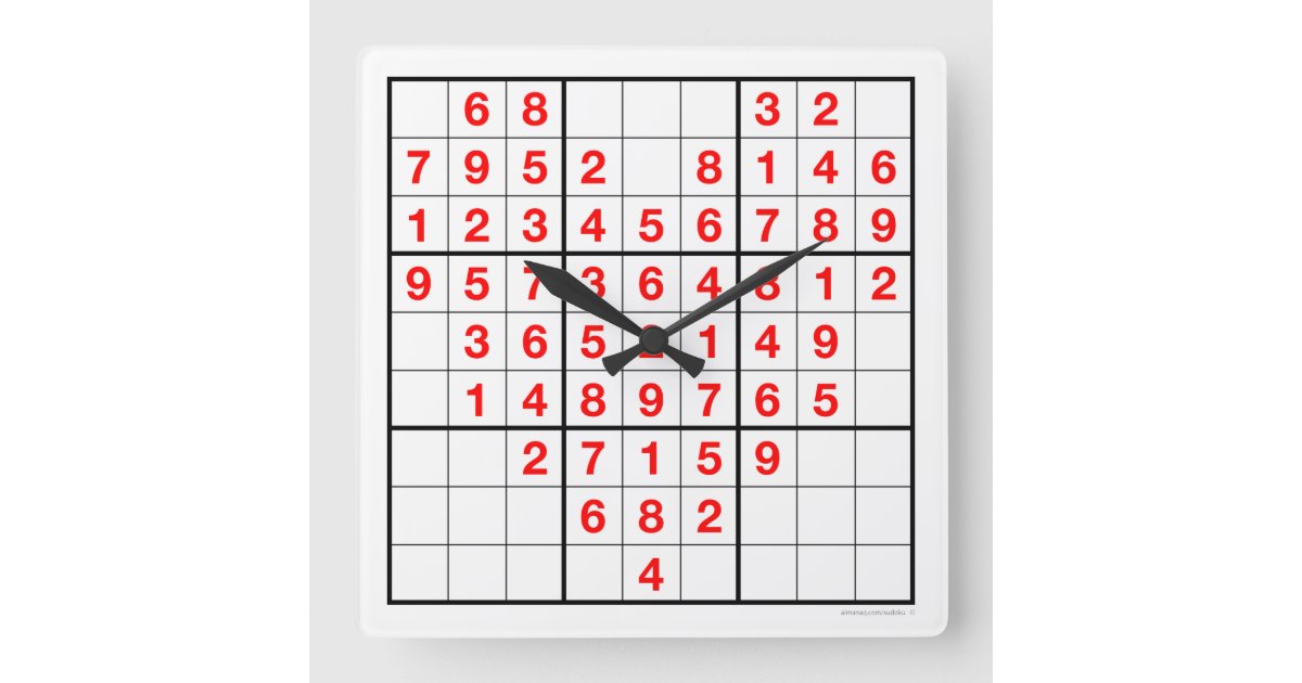 Heart Sudoku Clock with downloadable puzzle (Easy) | Zazzle
