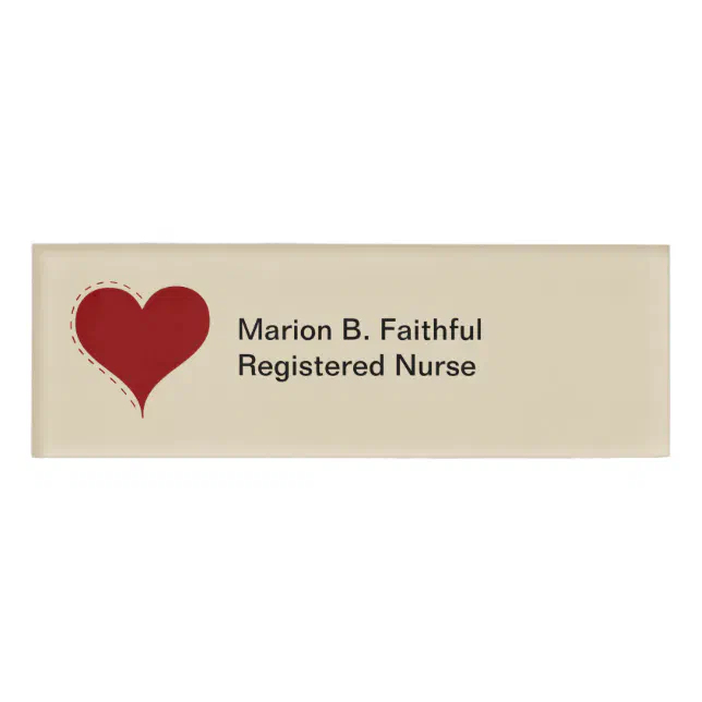 Heart Symbol Registered Nurse Medical Name Tag | Zazzle