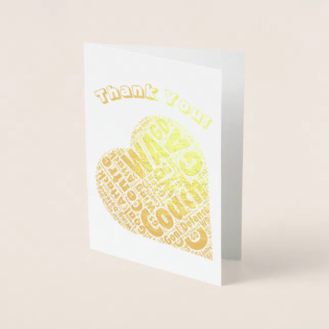 Heart Theme Netball Coach Thank You Gold Foil Card | Zazzle