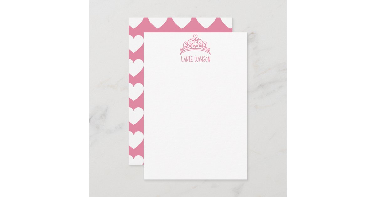 Heart Tiara Crown Personalized Note Cards | Zazzle