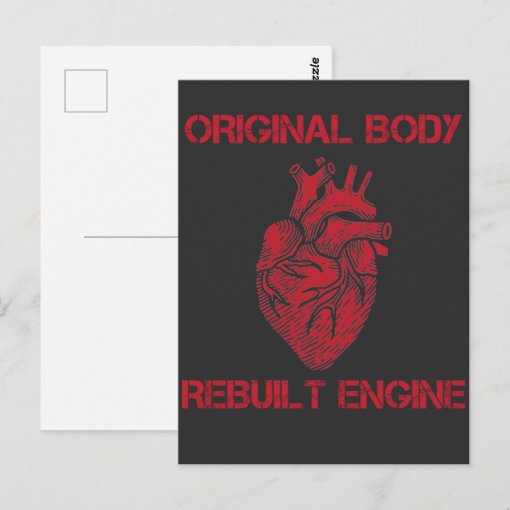 Heart Transplant Rebuilt Engine Bypass Get well Postcard | Zazzle